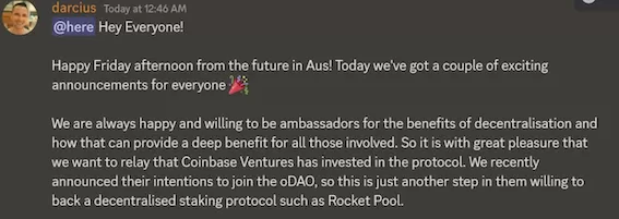 去中心化质押协议RocketPool获得CoinbaseVentures投资图标