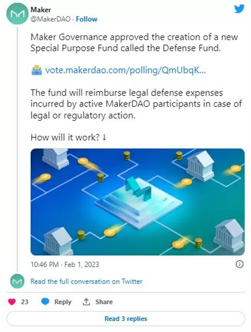 MakerDAO启动500万美元法律辩护基金图标